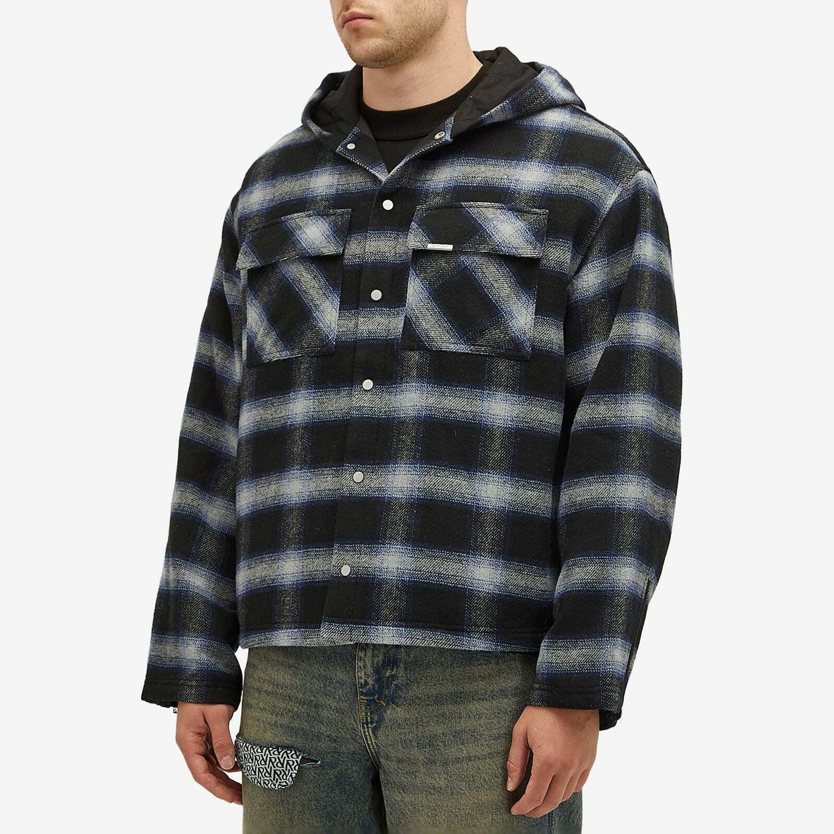Represent Men's Hooded Overshirt in Midnight Navy Represent