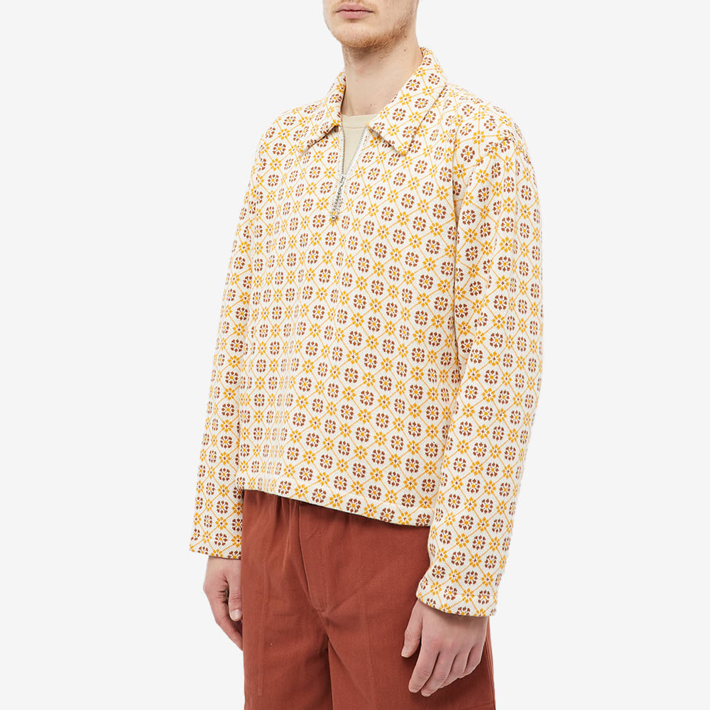 Bode Men's Floral Jacquard Quarter Zip Pullover in Marigold Multi Bode