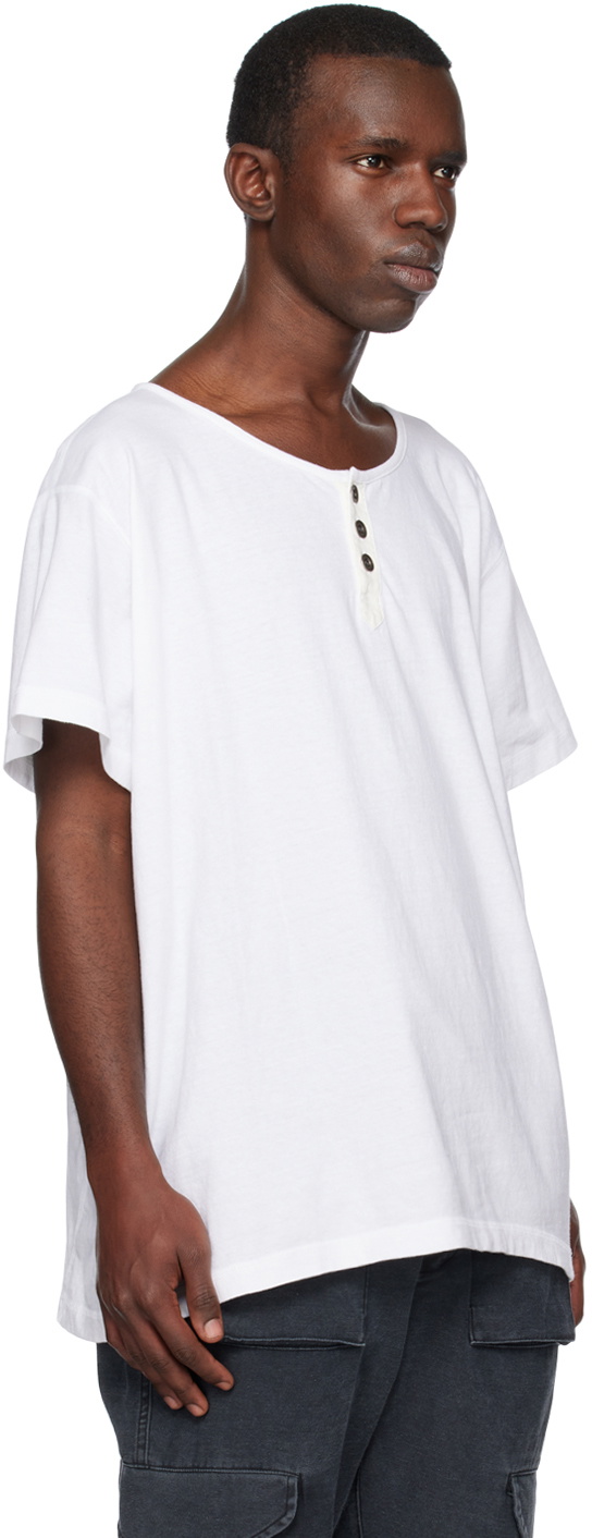 Greg Lauren White Buttoned Henley Greg Lauren