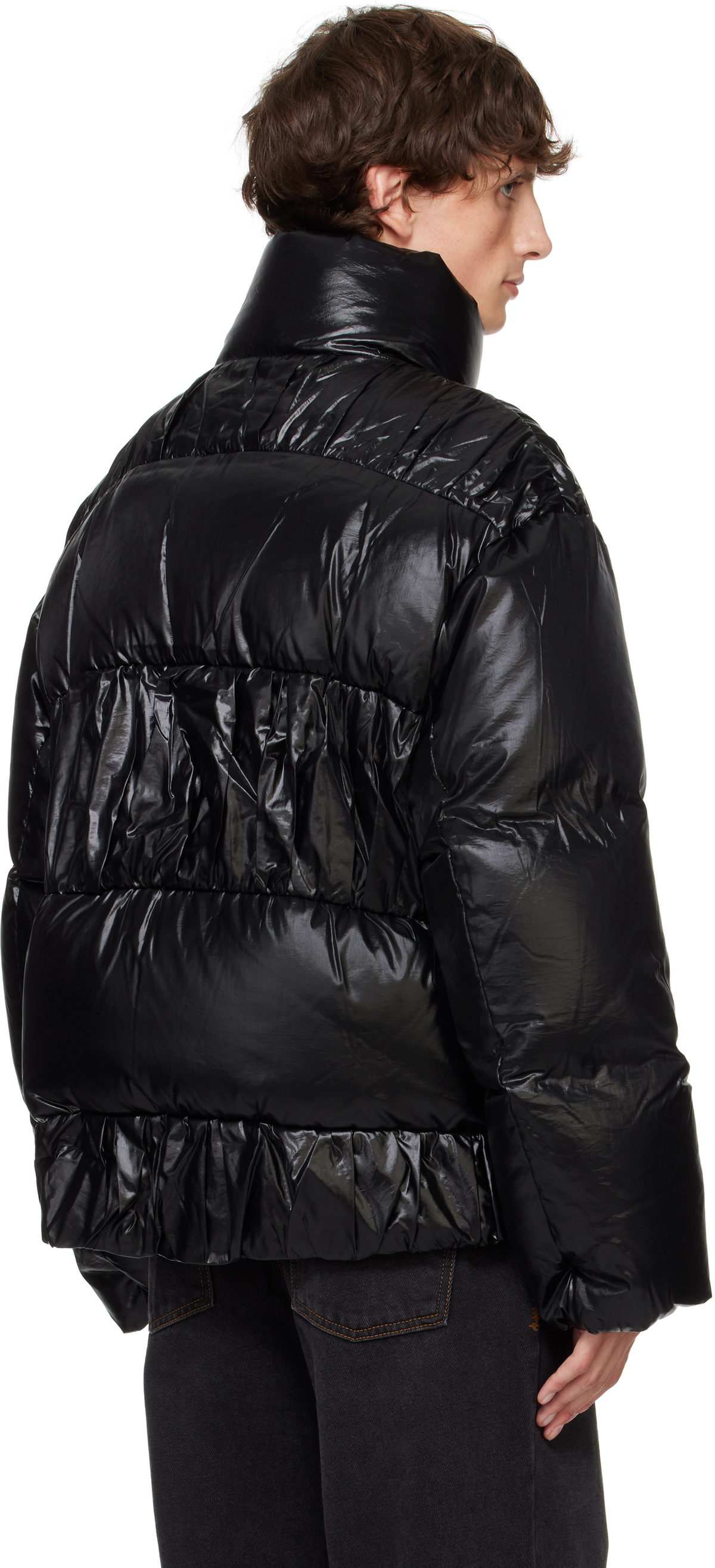 ADER error Black Gathered Down Jacket ADER error