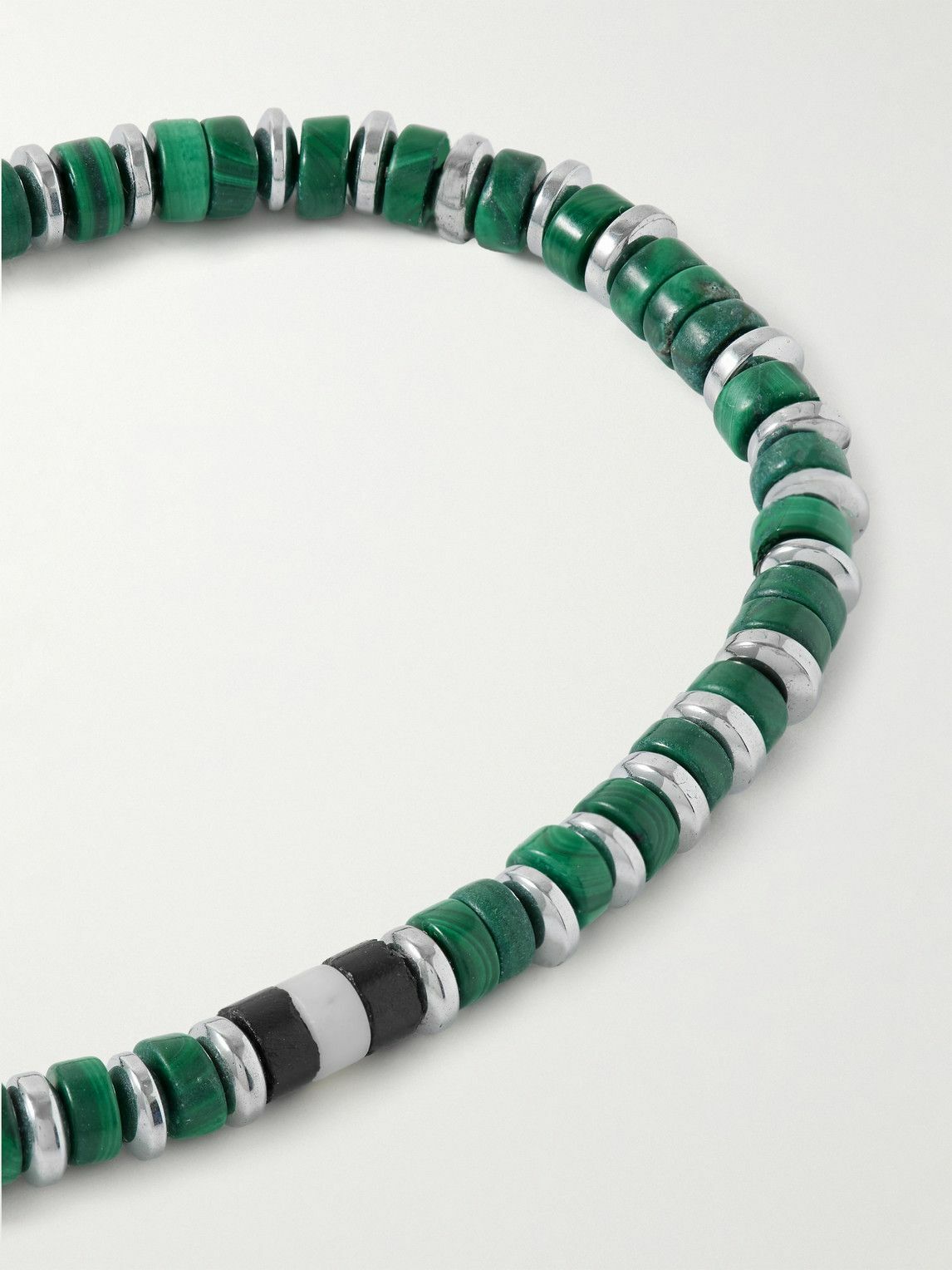 Mikia - Heishi Silver Multi-Stone Bracelet - Green Mikia