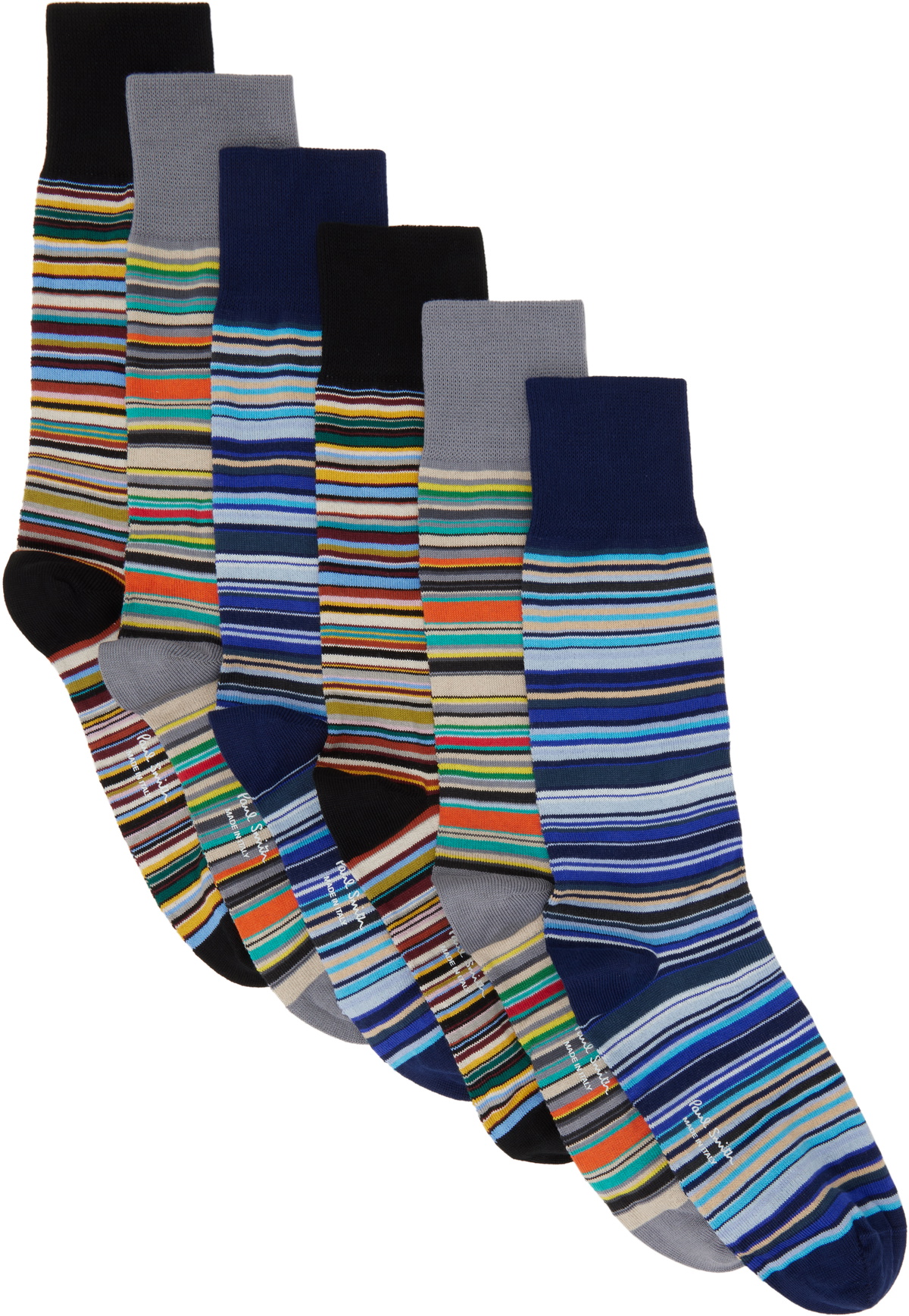 Paul Smith Six-Pack Multicolor Signature Stripe Socks Paul Smith