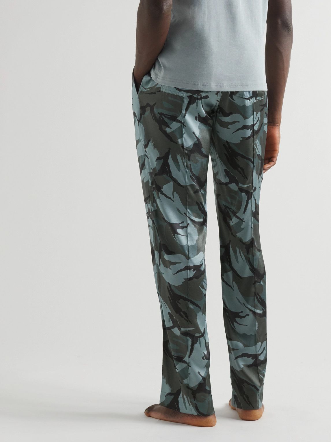 Tom Ford Velvet Trimmed Printed Stretch Silk Satin Pyjama Trousers