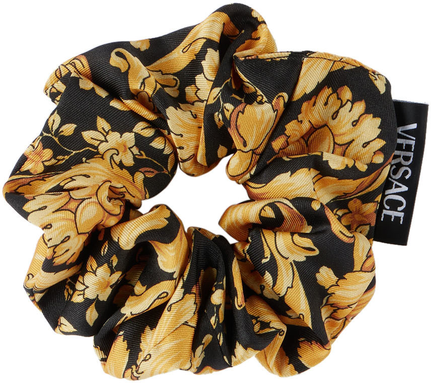 Versace Kids Black & Gold Barocco Scrunchie Versace