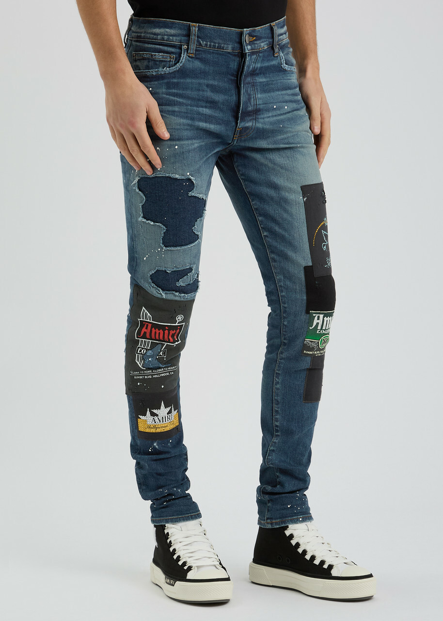 Amiri Lounge Patch-appliqué Skinny Jeans Indigo Amiri