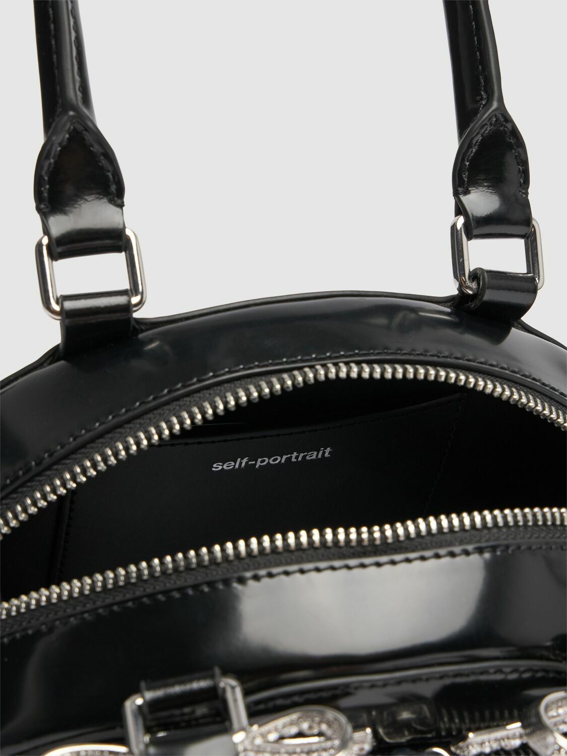 SELF-PORTRAIT Mini Leather Curved Top Handle Bag Self-Portrait