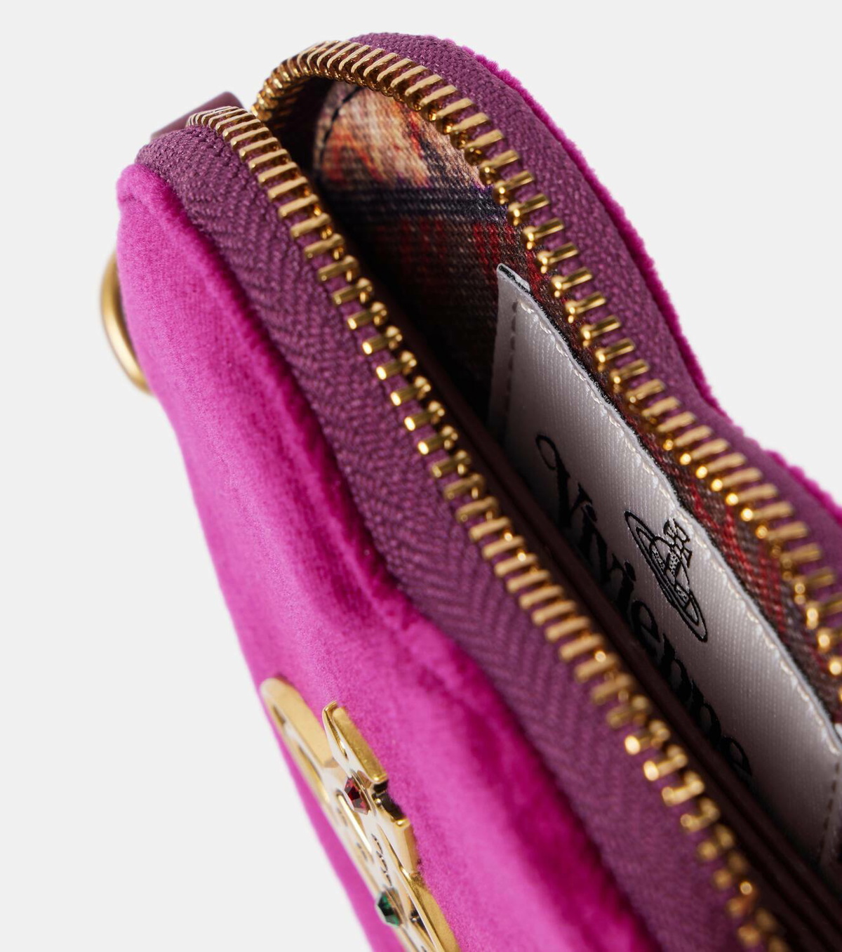 Vivienne Westwood Heart velvet coin purse with strap Vivienne Westwood