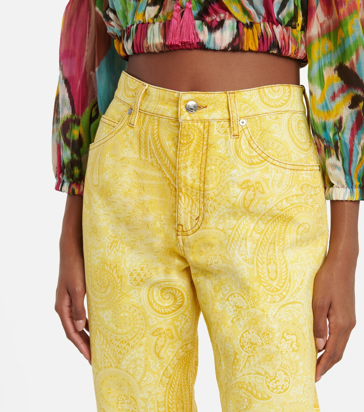 Etro - Printed high-rise straight jeans Etro