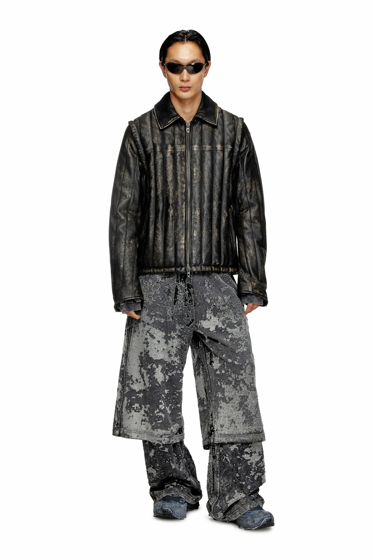Diesel Distressed quilted leather jacket/vest - Leather jackets Mens in ...
