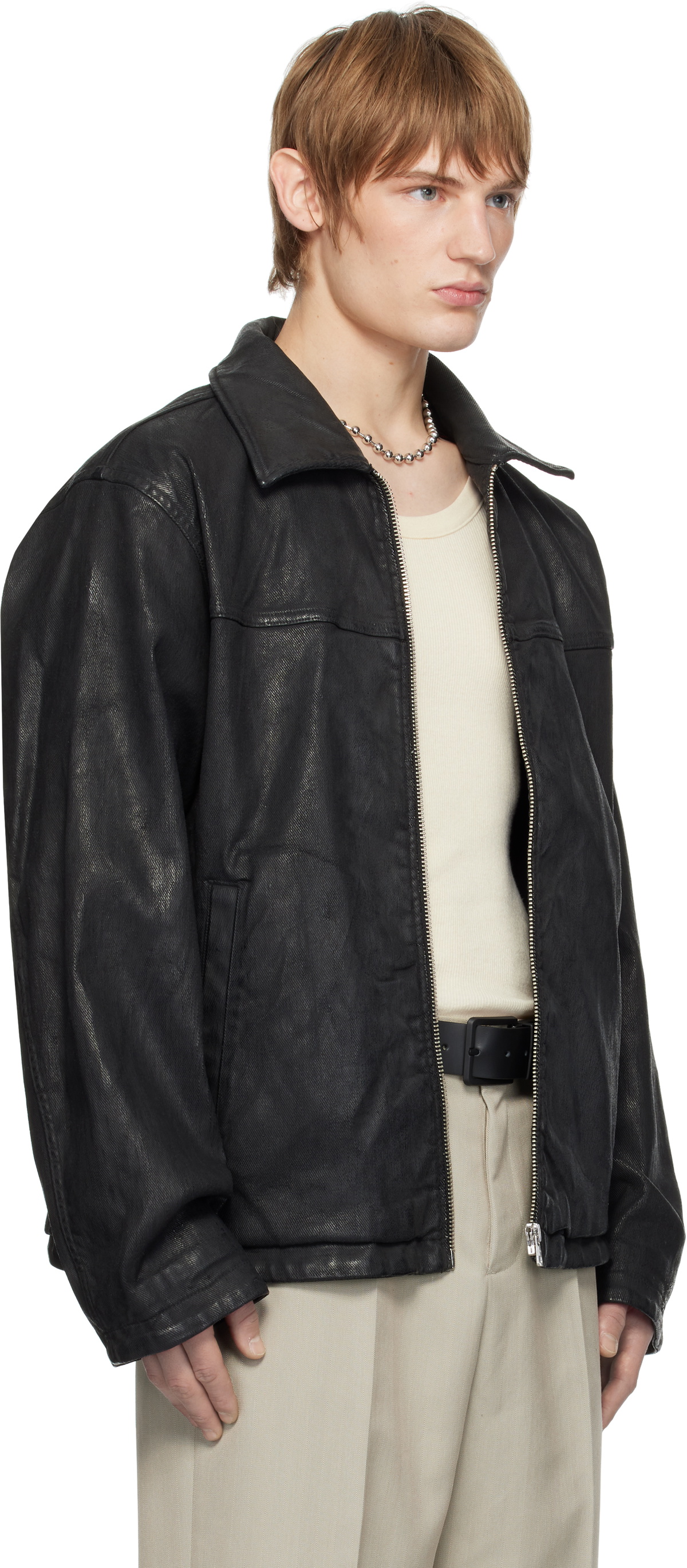 Hugo Black Coated Denim Jacket Hugo Boss