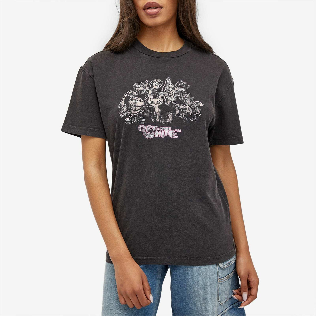 Off-White Women's Washed Characters T-Shirt in Black Off-White