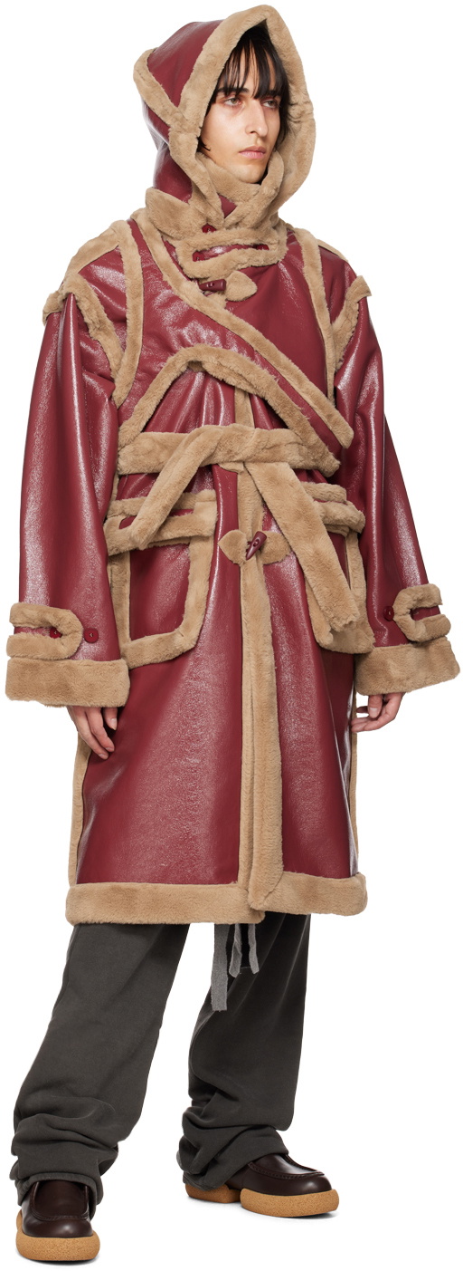 Ottolinger Burgundy Wrap Faux-Shearling Coat Ottolinger