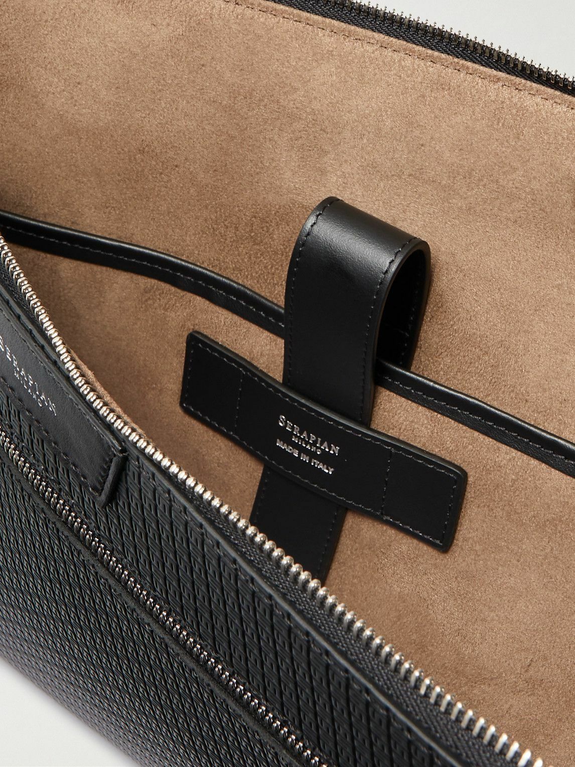 Serapian - Stepan Leather-Trimmed Coated-Canvas Pouch Serapian