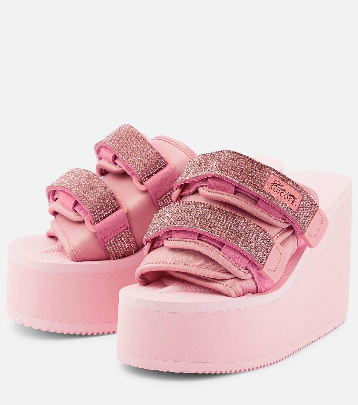 Blumarine X Suicoke Moto embellished platform slides Blumarine