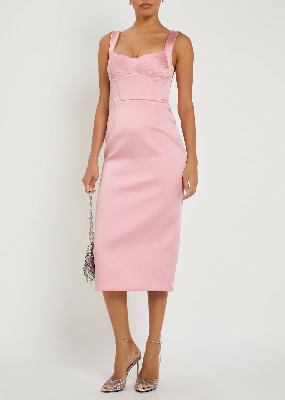Rebecca Vallance Aymee Satin Midi Dress Light Pink Rebecca Vallance