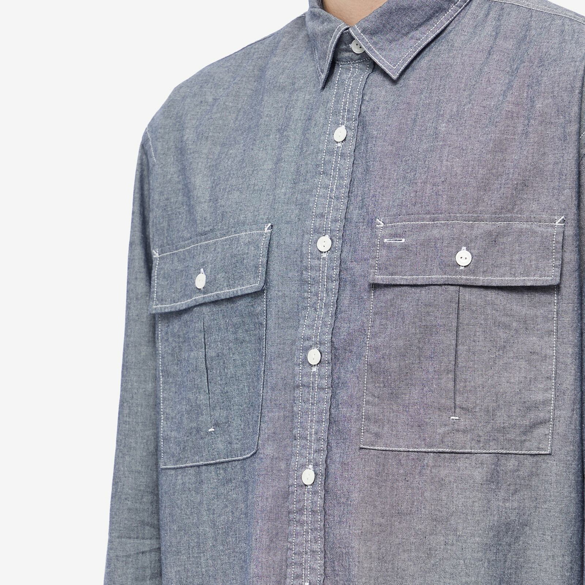 FrizmWORKS Men's Chambray Work Shirt in Indigo FrizmWORKS
