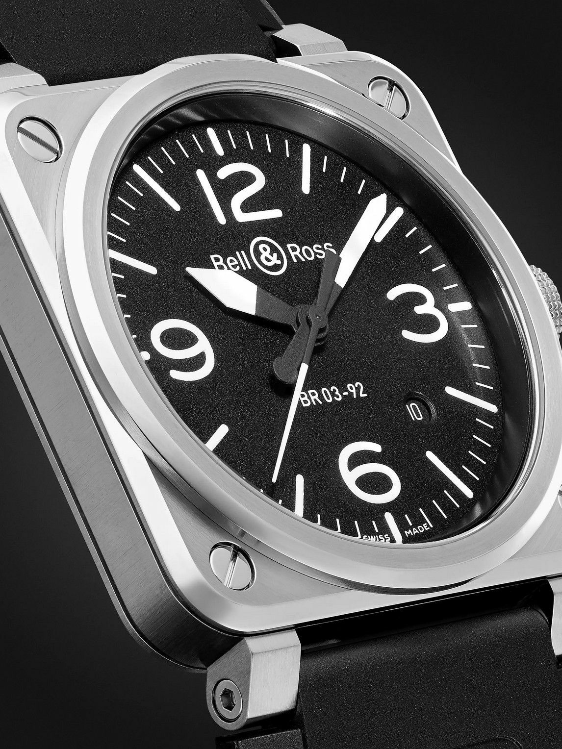 Bell & Ross - BR 03-92 Automatic 42mm Stainless Steel and Rubber Watch ...