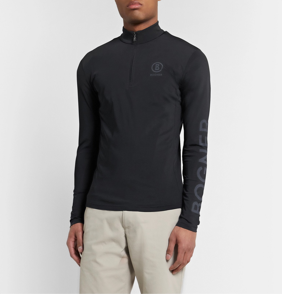 Bogner - Florin Logo-Print Stretch-Jersey Half-Zip Golf Top - Black Bogner