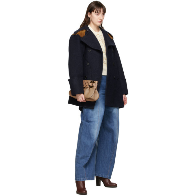Chloe Navy Mohair Pea Coat Chloe