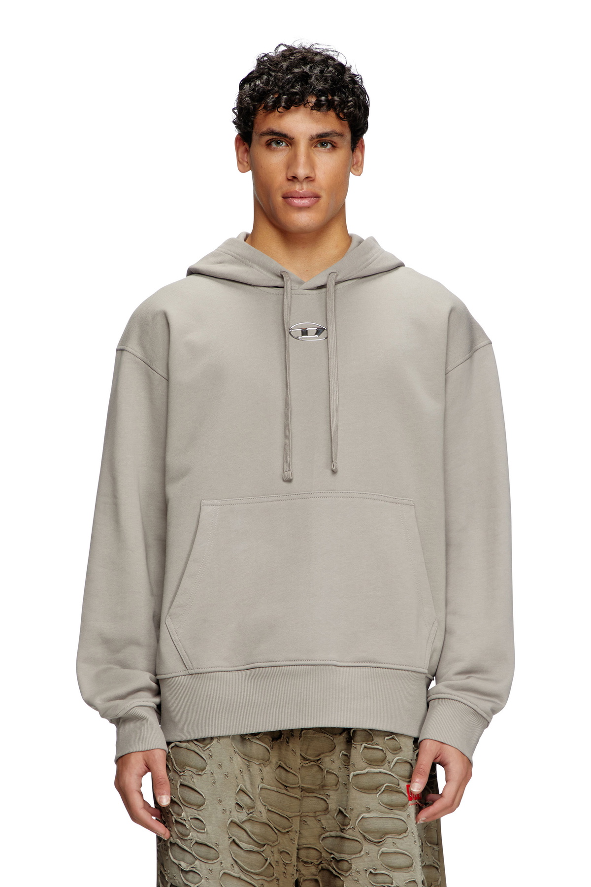 Diesel Hoodie with metallic logo - Sweaters Mens in To Be Defined Diesel