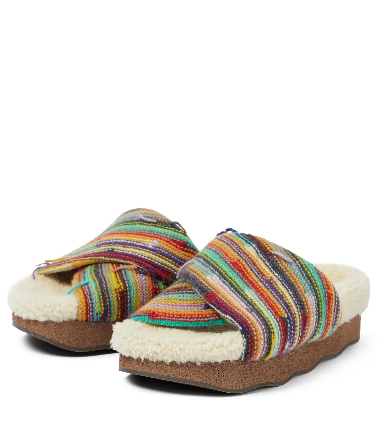 Chloe - Knitted shearling-lined slides Chloe