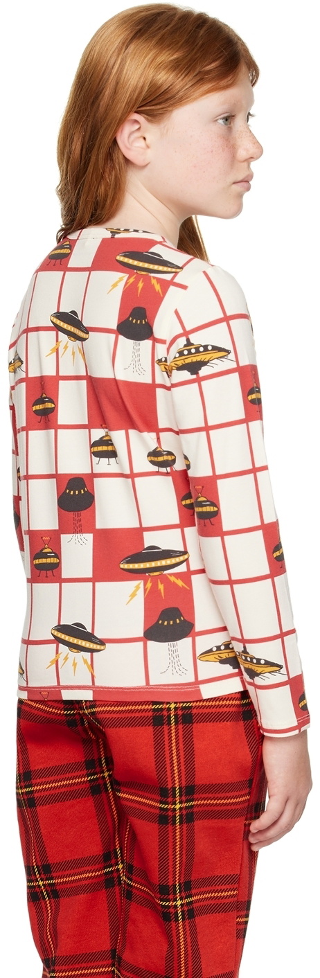Mini Rodini Kids Red UFO Long Sleeve T-Shirt Mini Rodini
