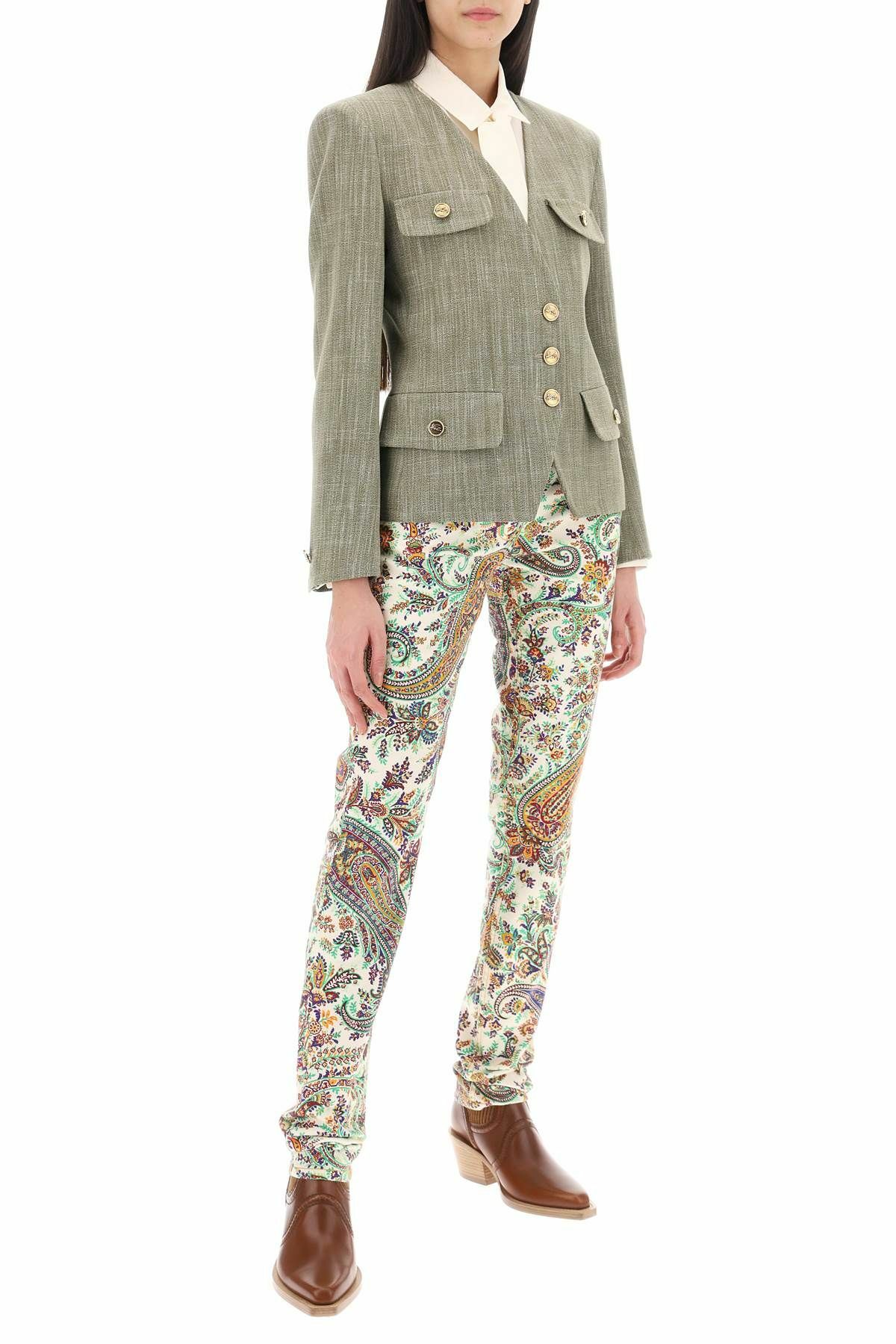 ETRO fitted jacket with padded shoulders Green Etro