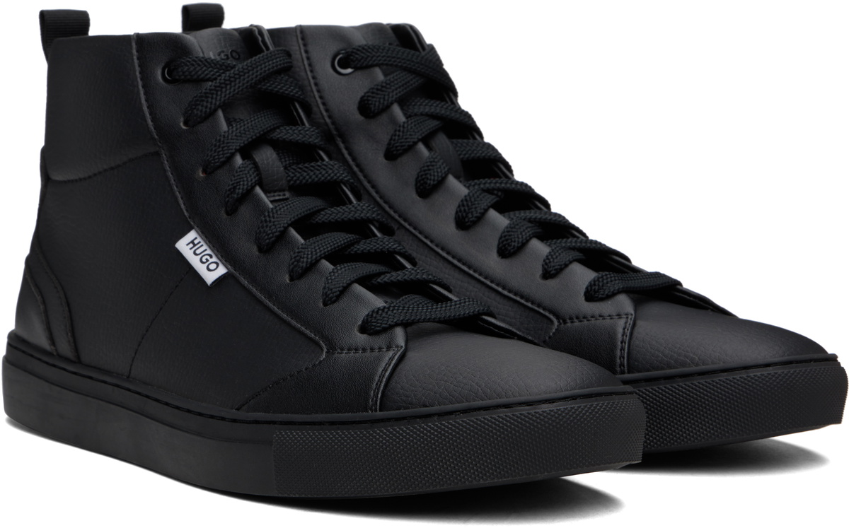 Hugo Black Grained Faux-Leather High-Top Sneakers Hugo Boss