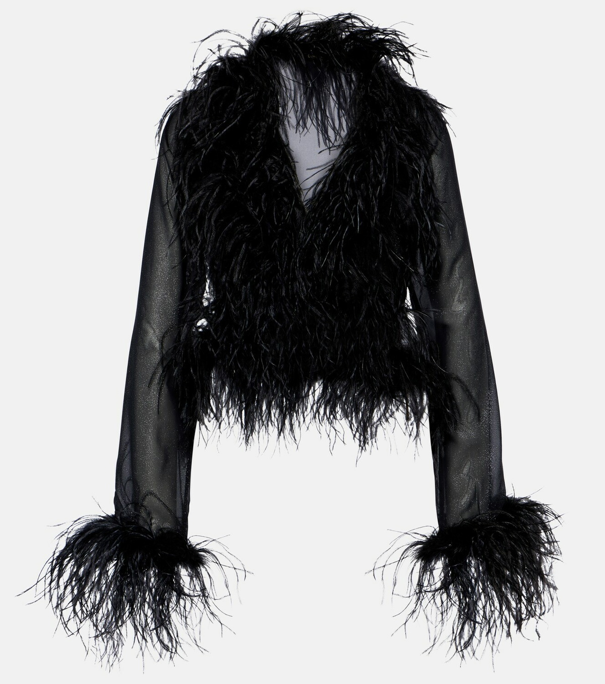 Oséree Plumage feather-trimmed top Oseree
