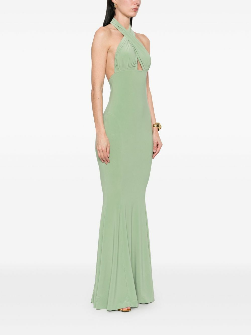 Norma Kamali Crossover Halterneck Gown Norma Kamali