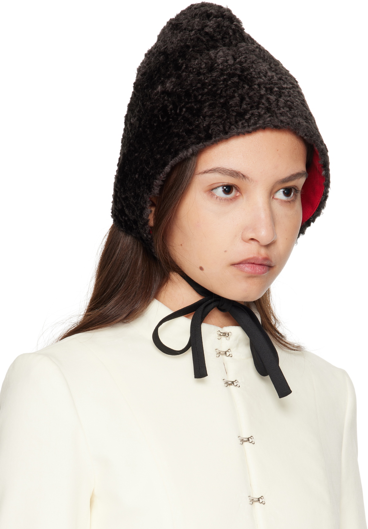 Bode Black Faux Fur Tie Hood Bode