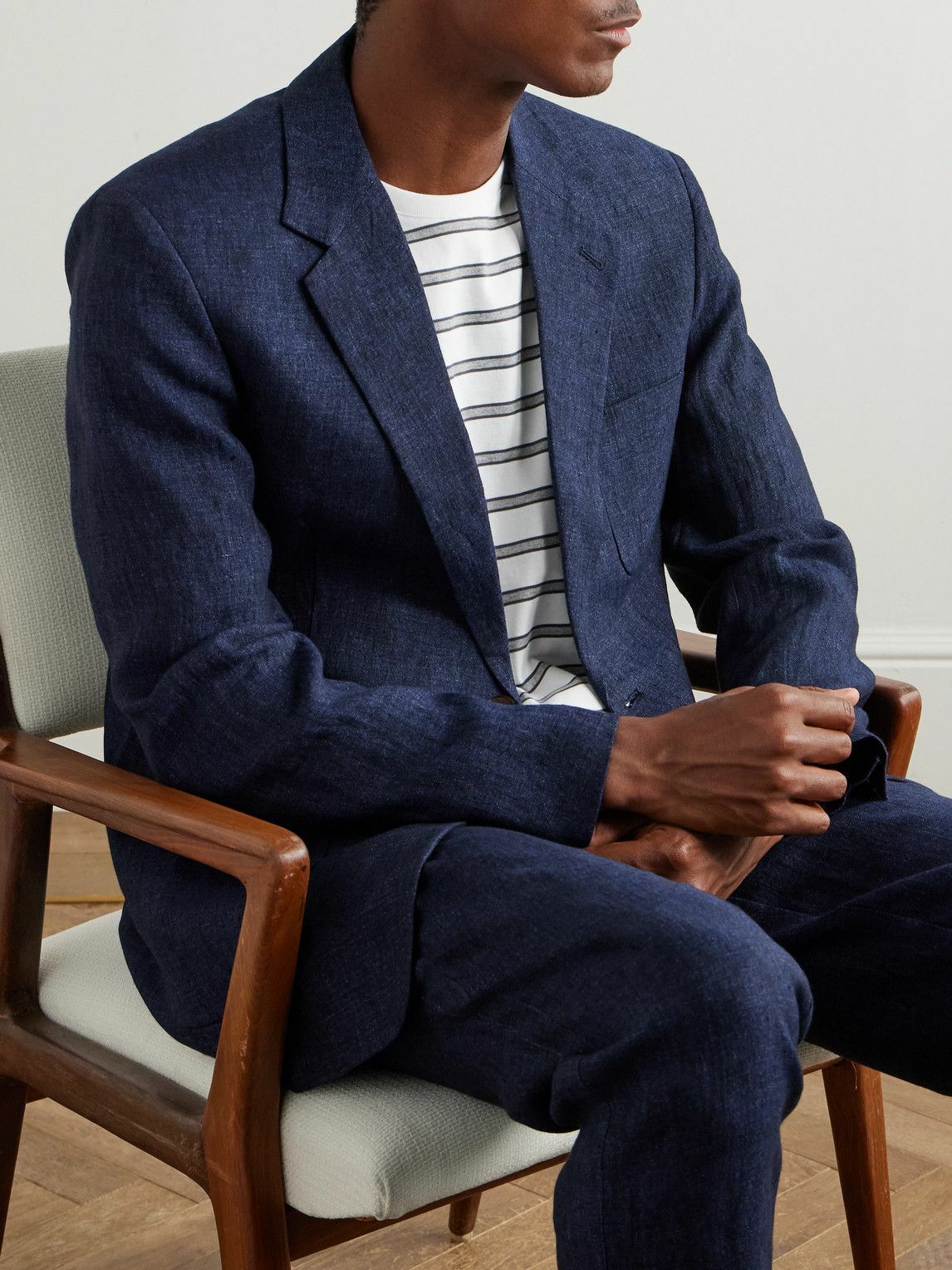 Mr P. - Unstructured Linen-Chambray Suit Jacket - Blue Mr P.