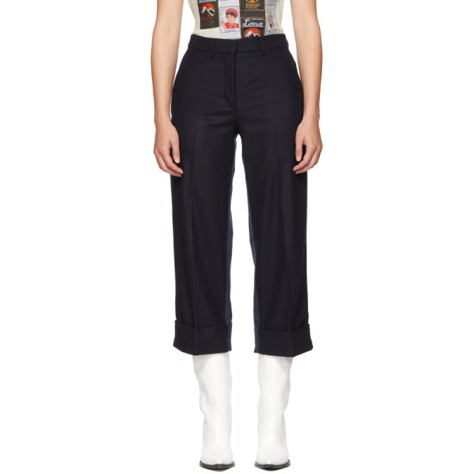 Thom Browne Navy Two-Tone Sack Trousers Thom Browne