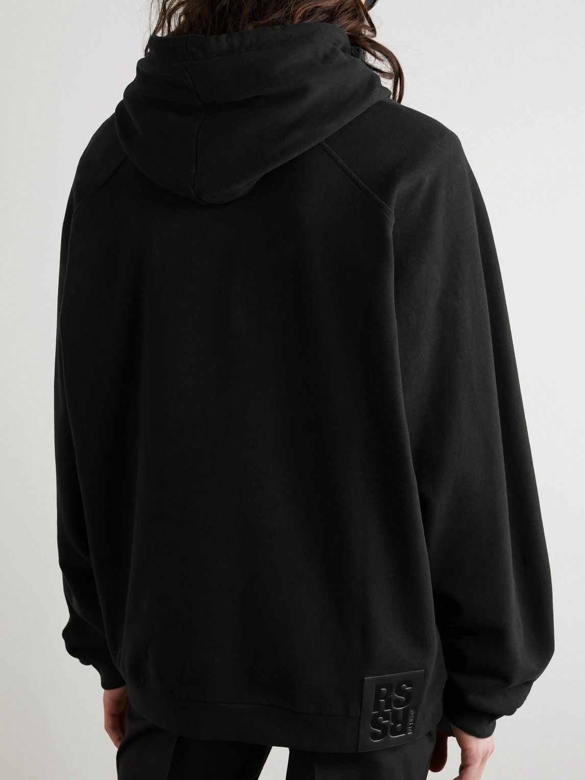 Raf Simons - Oversized Logo-Embroidered Cotton-Jersey Hoodie - Black ...