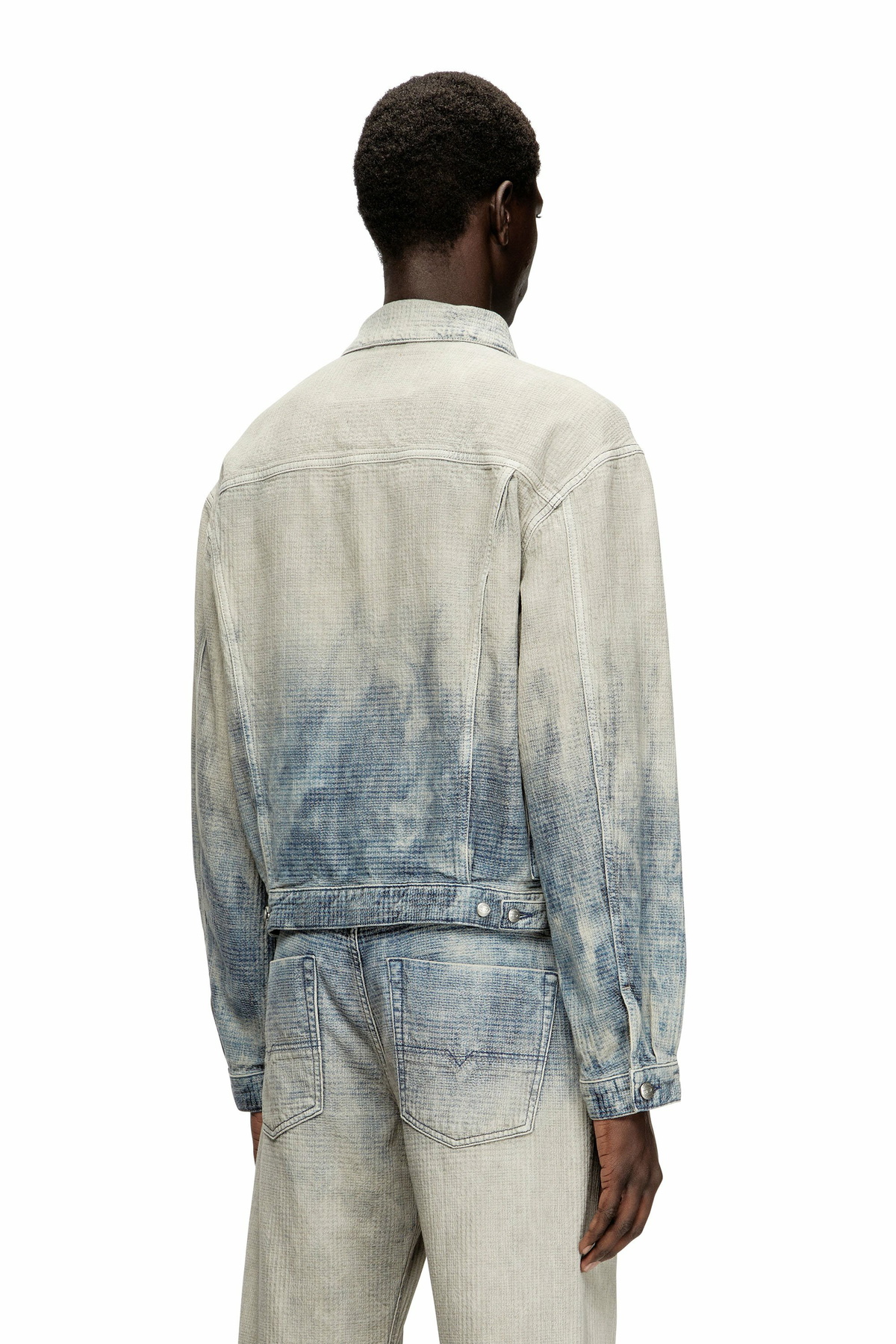 Diesel Trucker jacket in Prince of Wales jacquard denim - Denim Jackets ...