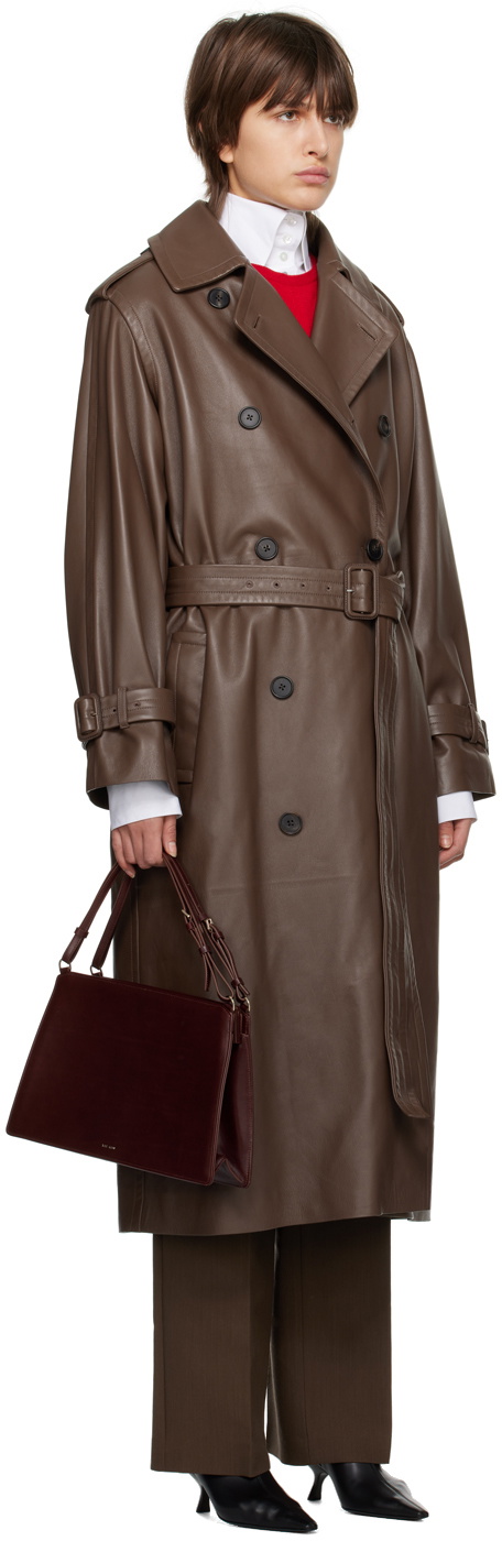 The Row Brown Benzy Leather Trench Coat The Row