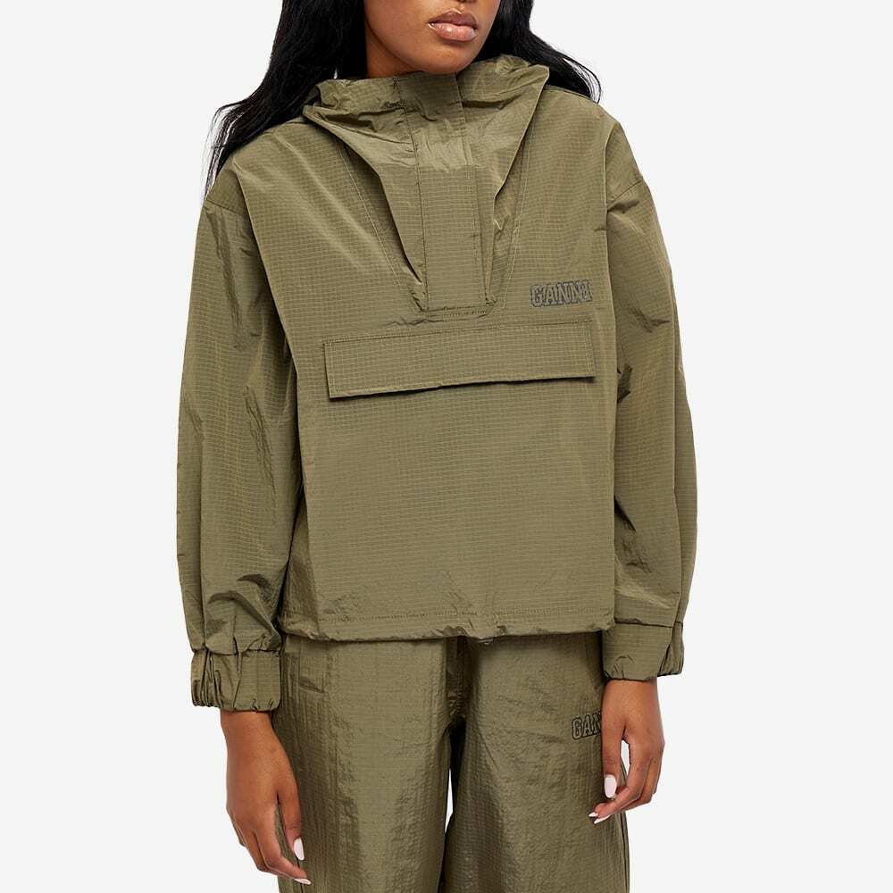 GANNI Women's Software Logo Short Anorak Jacket in Kalamata GANNI