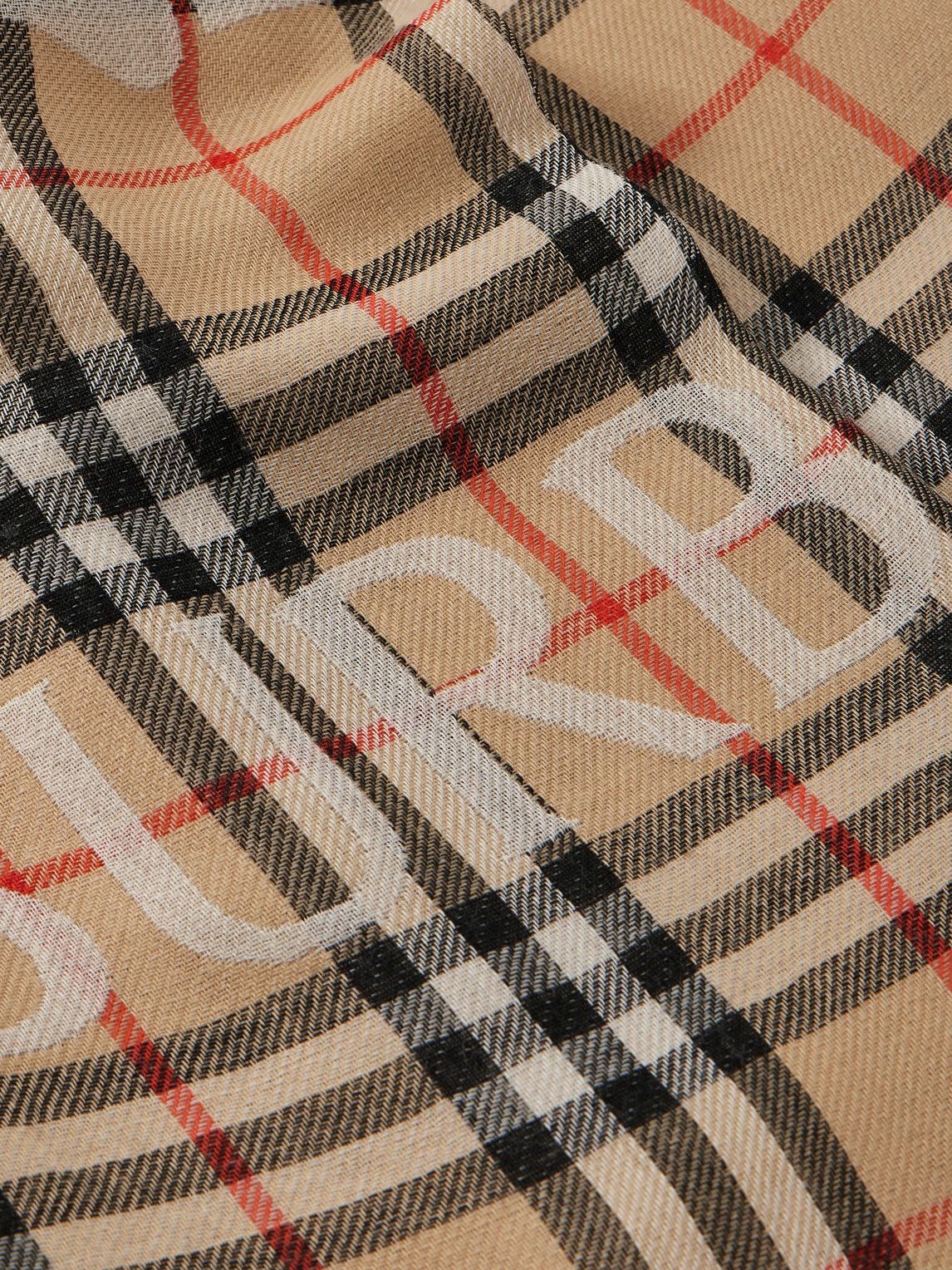Burberry - Frayed Logo-Print Checked Wool-Twill Scarf Burberry