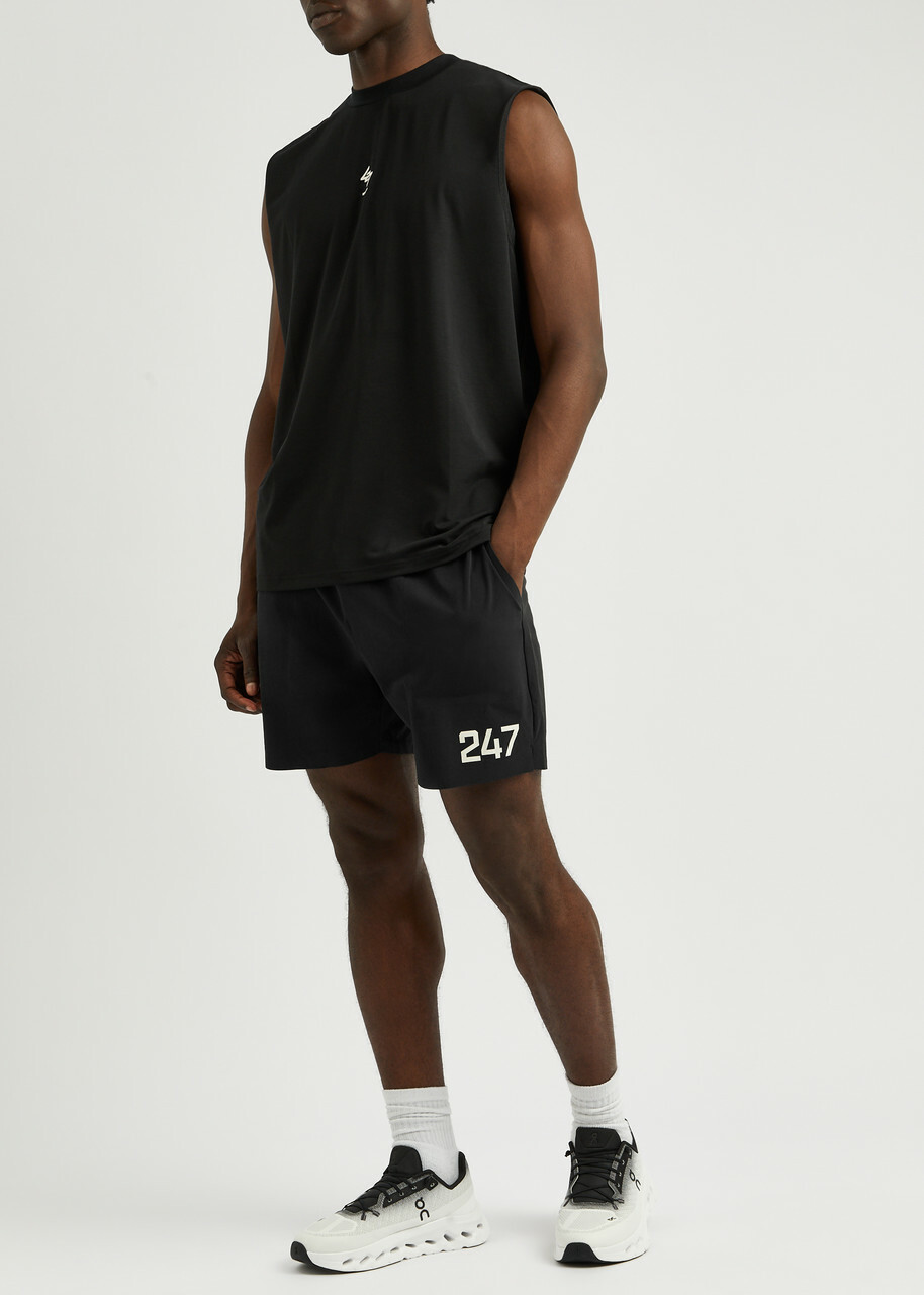 Represent 247 Printed Stretch-nylon Shorts Black Represent
