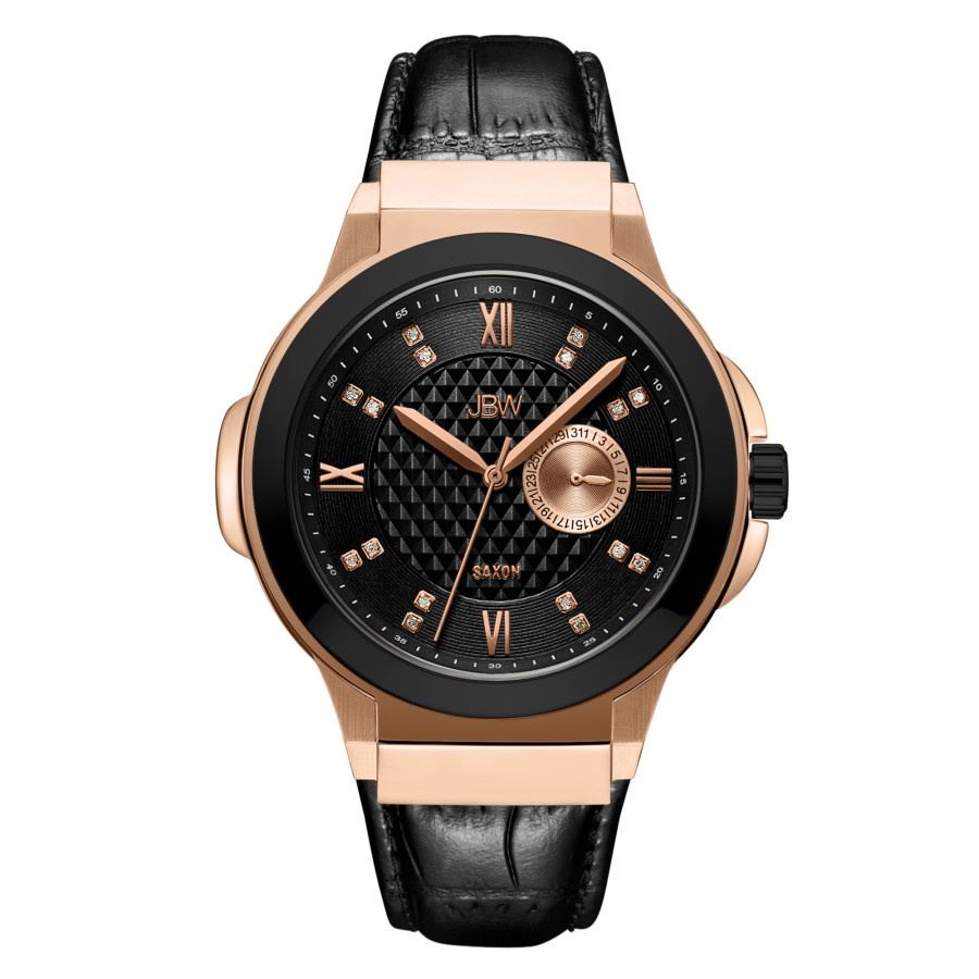 JBW Saxon 48 Quartz Diamond Black Dial Mens Watch J6373E JBW