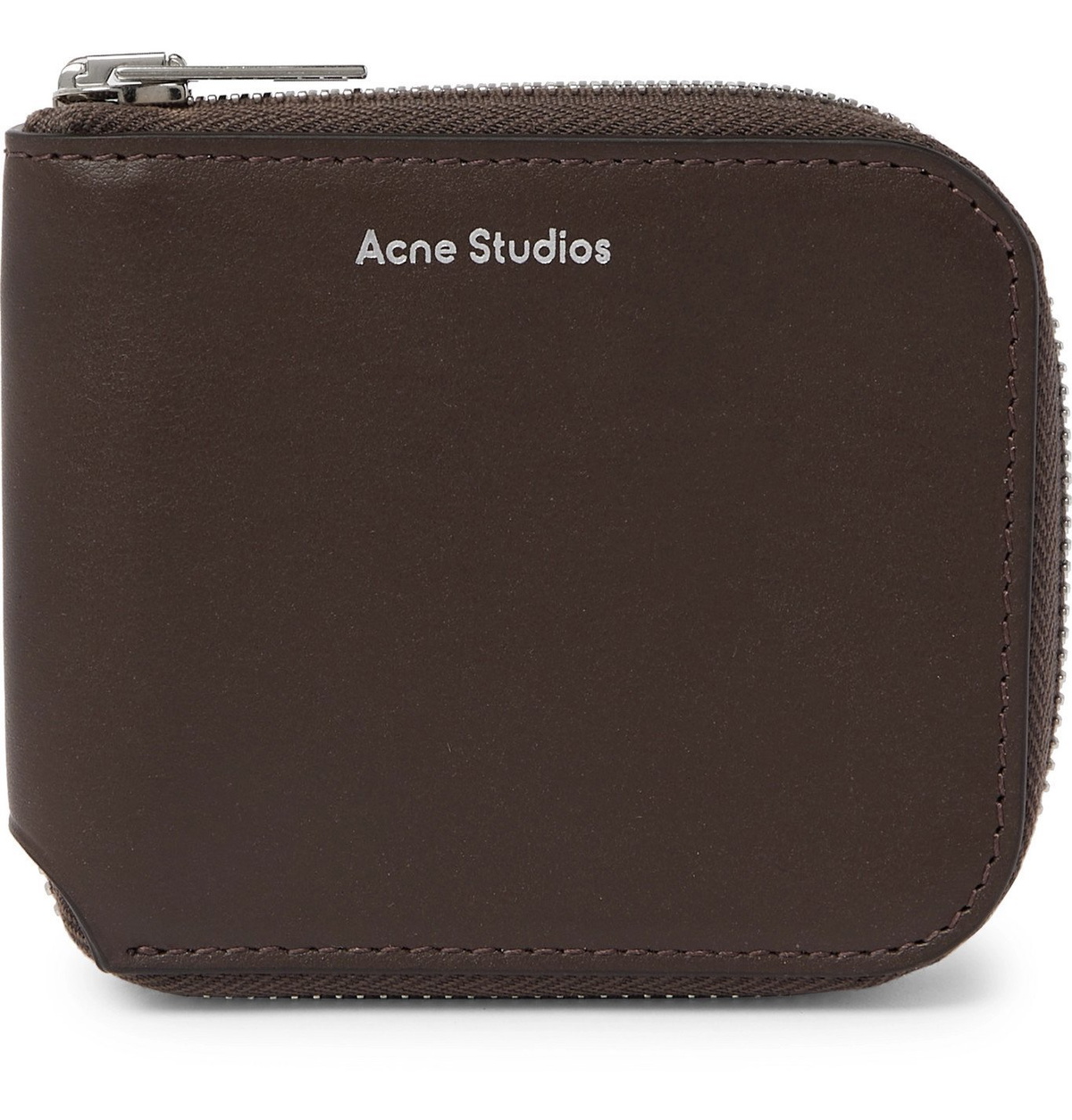ACNE STUDIOS - Logo-Print Leather Zip-Around Wallet - Brown Acne Studios