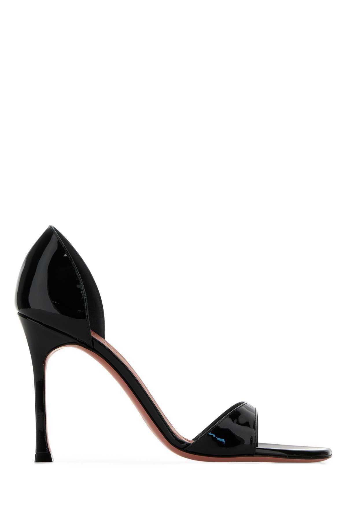 Amina Muaddi Black Leather Agnese Sandals Amina Muaddi