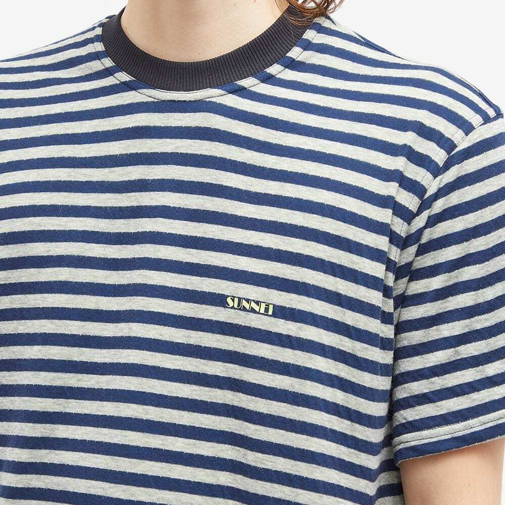Sunnei Men's Reverisble Striped Logo T-Shirt in Black/Grey Sunnei