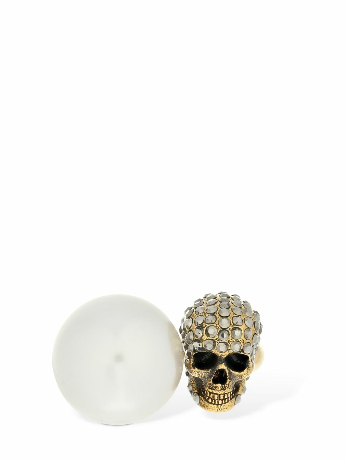 ALEXANDER MCQUEEN - Embellished Skull & Pearl Ring Alexander McQueen
