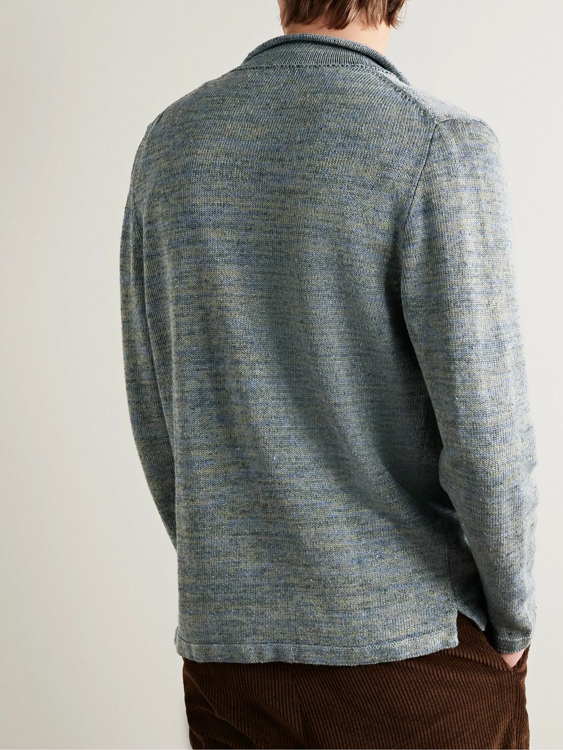 Inis Meáin - Mélange Linen Cardigan - Blue Inis Meáin