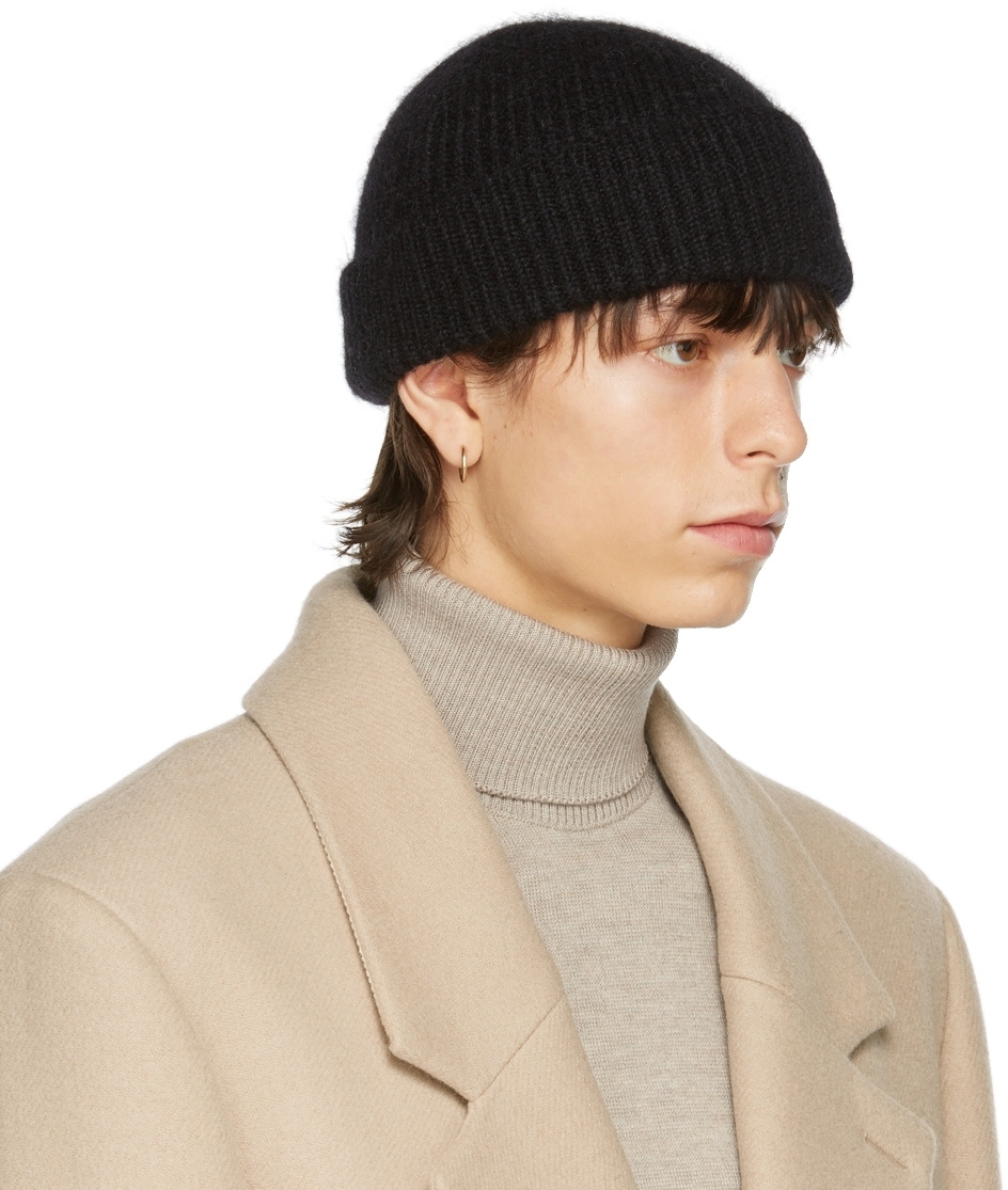 AMI Paris Black Mohair & Wool Beanie AMI