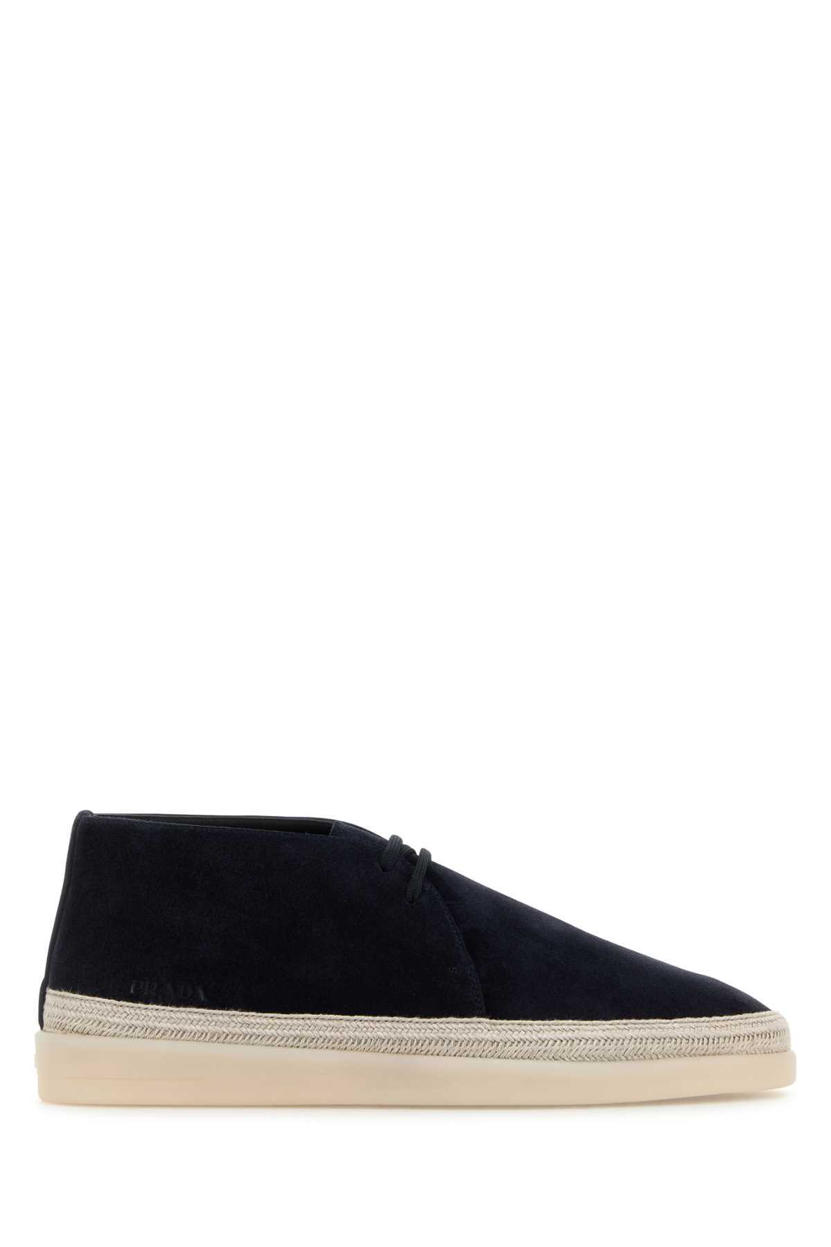 Prada Midnight Blue Suede Ankle Boots Prada