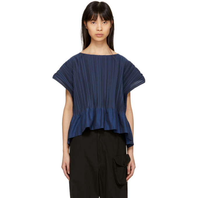 Issey Miyake Blue Frame Pleats Blouse Issey Miyake Men