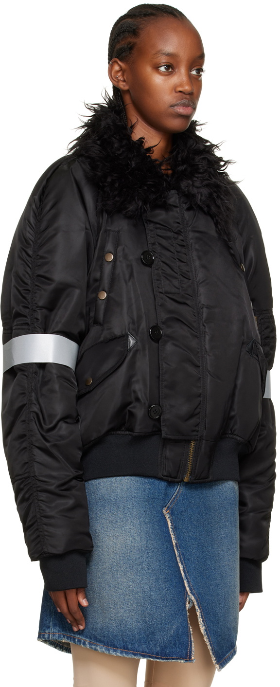 MM6 Maison Margiela Black Insulated Bomber Jacket MM6 Maison Margiela