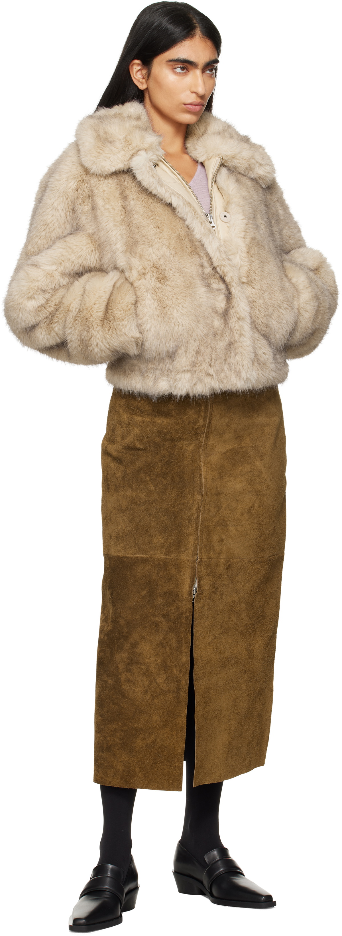 Stand Studio Beige Lena Faux-Fur Jacket Stand Studio